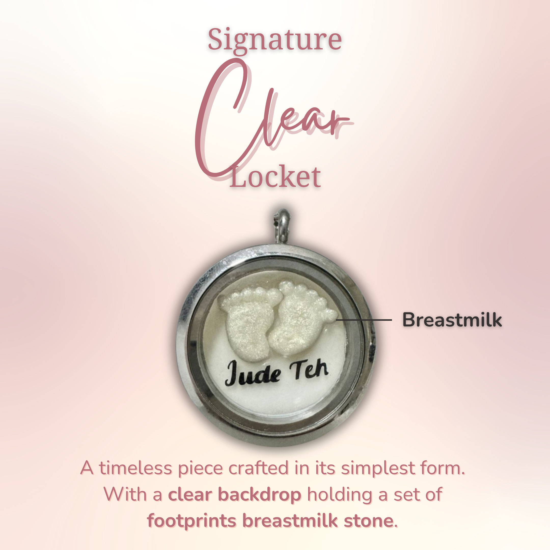 Signature Locket with Clear Background | Custom Breastmilk Jewelry – Latche