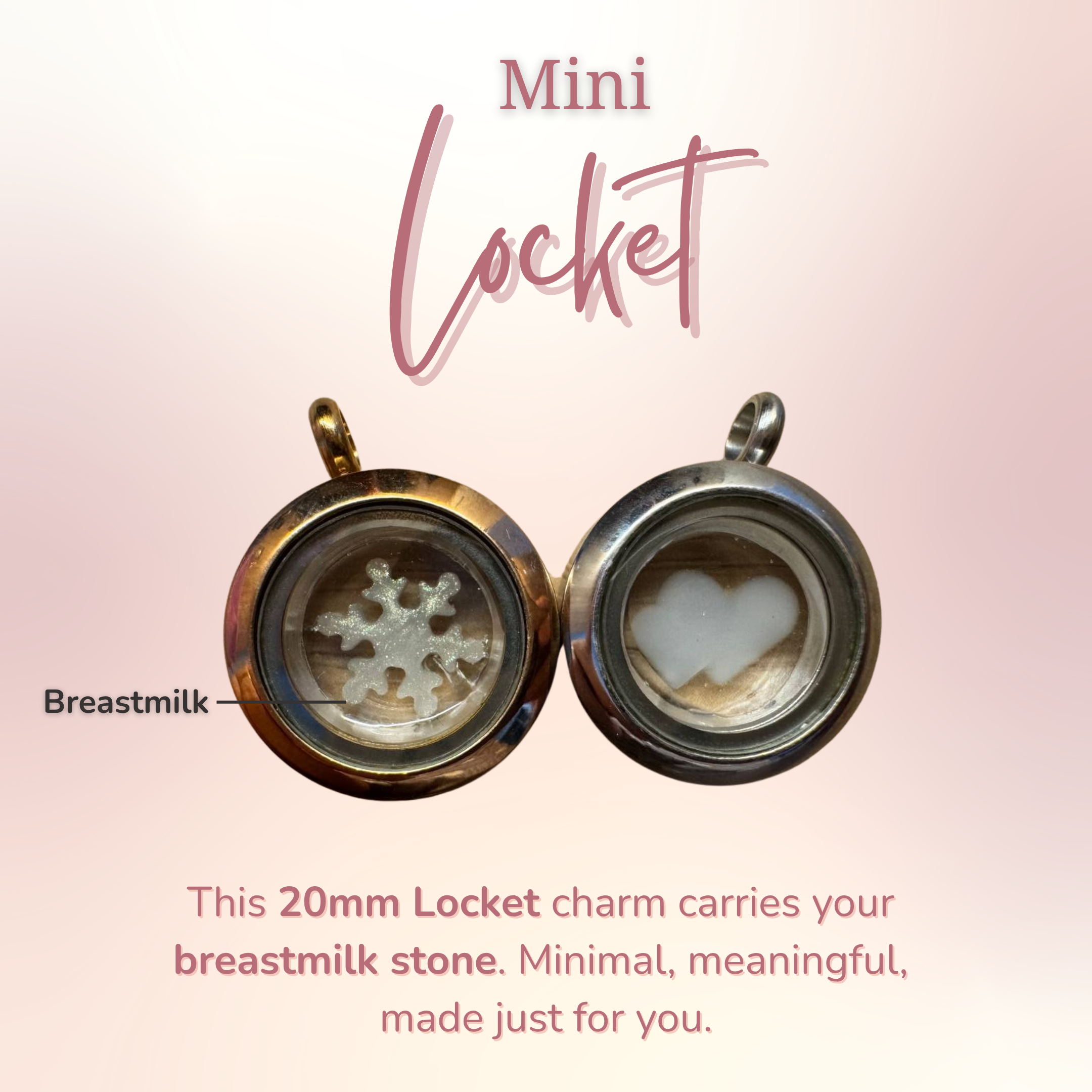 Mini Charm Locket with Clear Background | Custom Breastmilk Jewelry ...